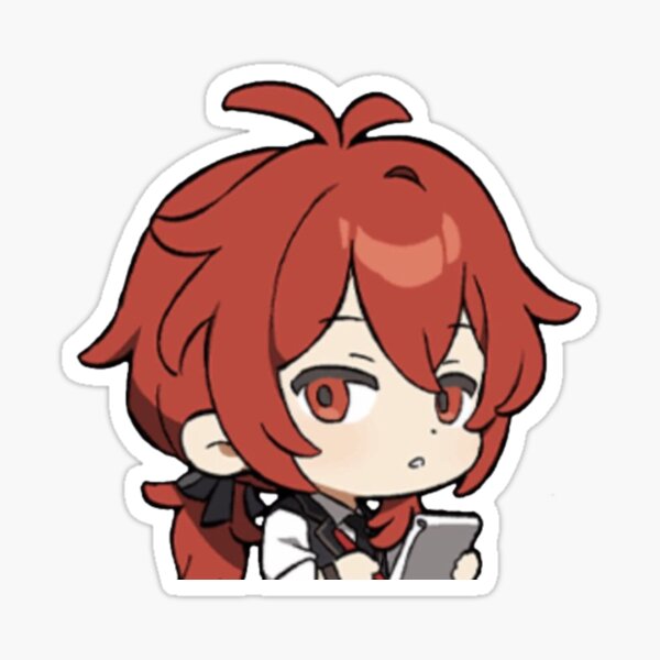 "Diluc Genshin Impact Emote Sticker" Sticker for Sale by reiiayanamii ...