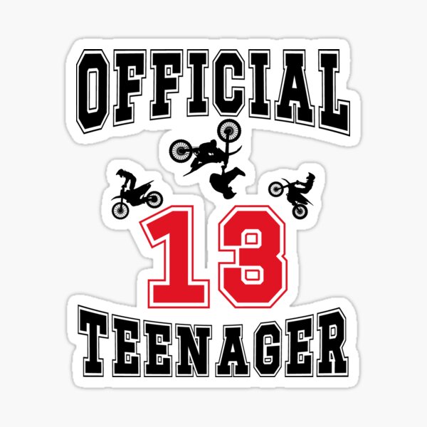 "Official Teenager 13th Birthday Motocross Dirtbike Pro Rider " Sticker ...