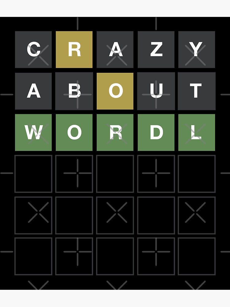 "Crazy About Wordl - Wordle Grid Design" Sticker for Sale by ...