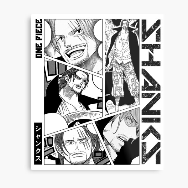 Lámina metálica «Shanks Manga Panel - Versión en blanco y negro» de ...