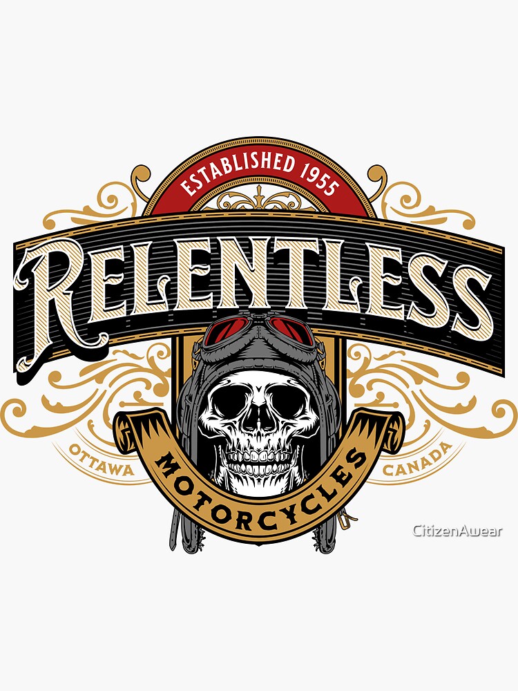 "Vintage Logo: Relentless Motorcycles" Sticker by CitizenAwear | Redbubble