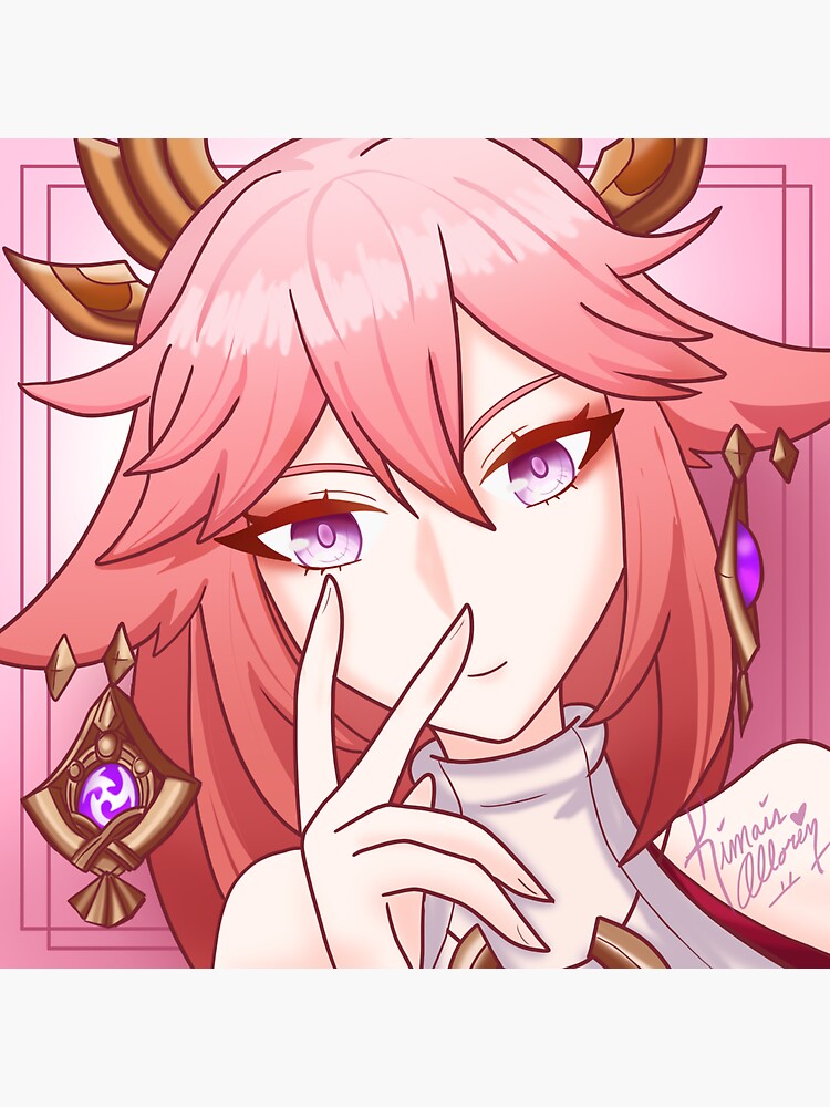 Pegatina «Impacto de Yae Miko Genshin» de KimaisAlloren | Redbubble