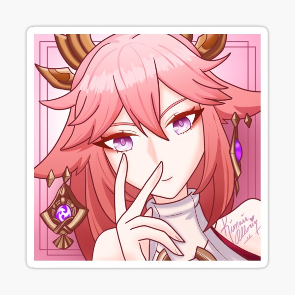Pegatina «Impacto de Yae Miko Genshin» de KimaisAlloren | Redbubble
