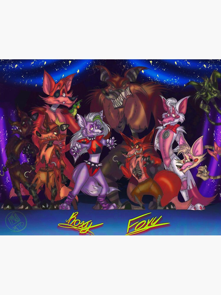 Fnaf All Foxy Roxy Design Sticker For Sale By Mariathedemon05 Redbubble