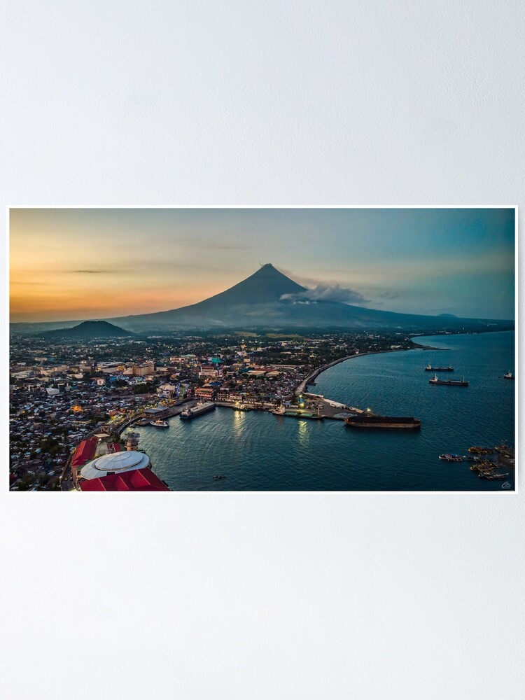 "Mayon Volcano and Legazpi City Port Albay Philippines" Poster by ...