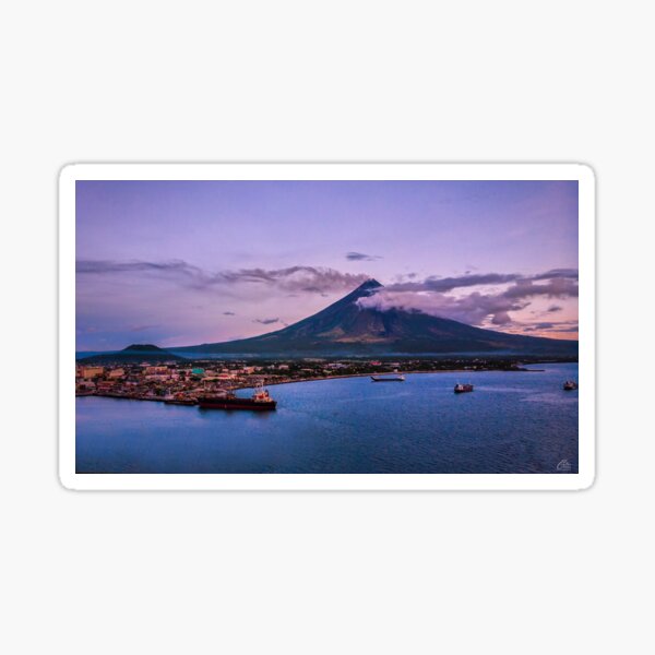 "Mayon Volcano and Legazpi City Port Albay Philippines" Sticker for ...
