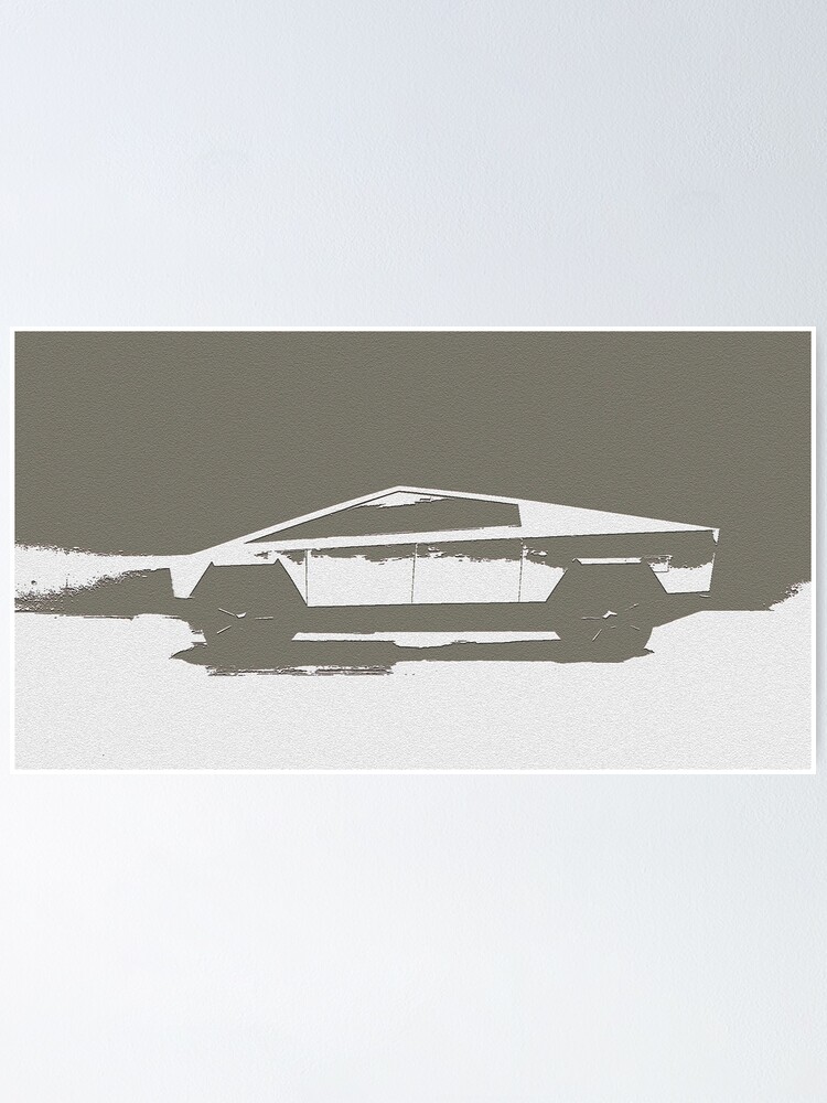 "Tesla Cybertruck Art - Low Polygon Future Truck - Grey and White ...