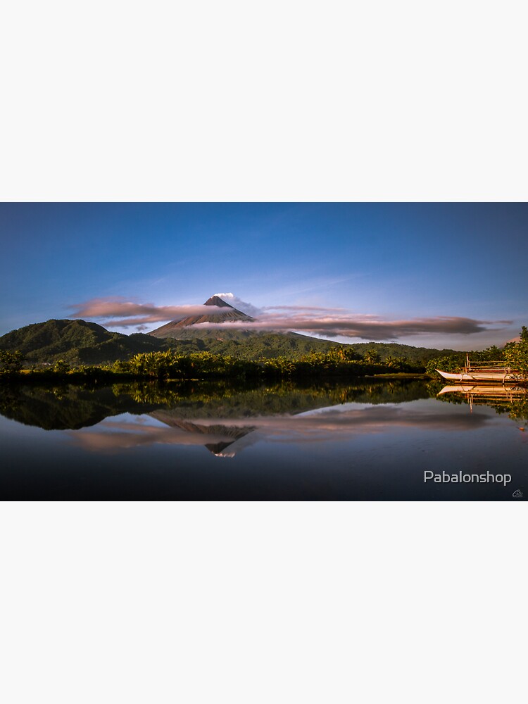 "Mayon Volcano Reflection in the river lake" Sticker for Sale by ...