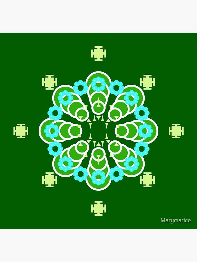 "Eight point Mandala, Dark Jade Green and Aqua" Sticker for Sale by ...