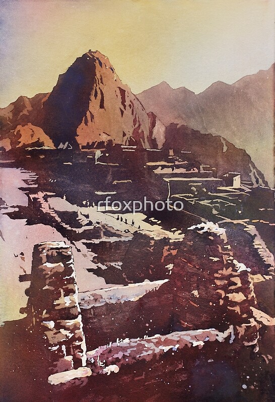 "Machu Picchu watercolor painting- Peru" by rfoxphoto | Redbubble