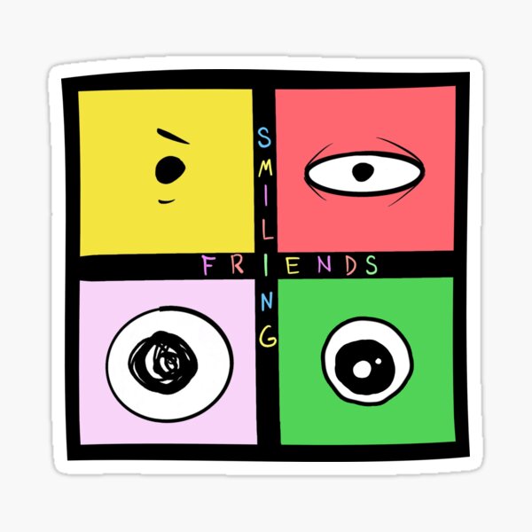 "SMILING FRIENDS - poster. Gleb or Glep, bliblie, Pim, Alan, Grim ...
