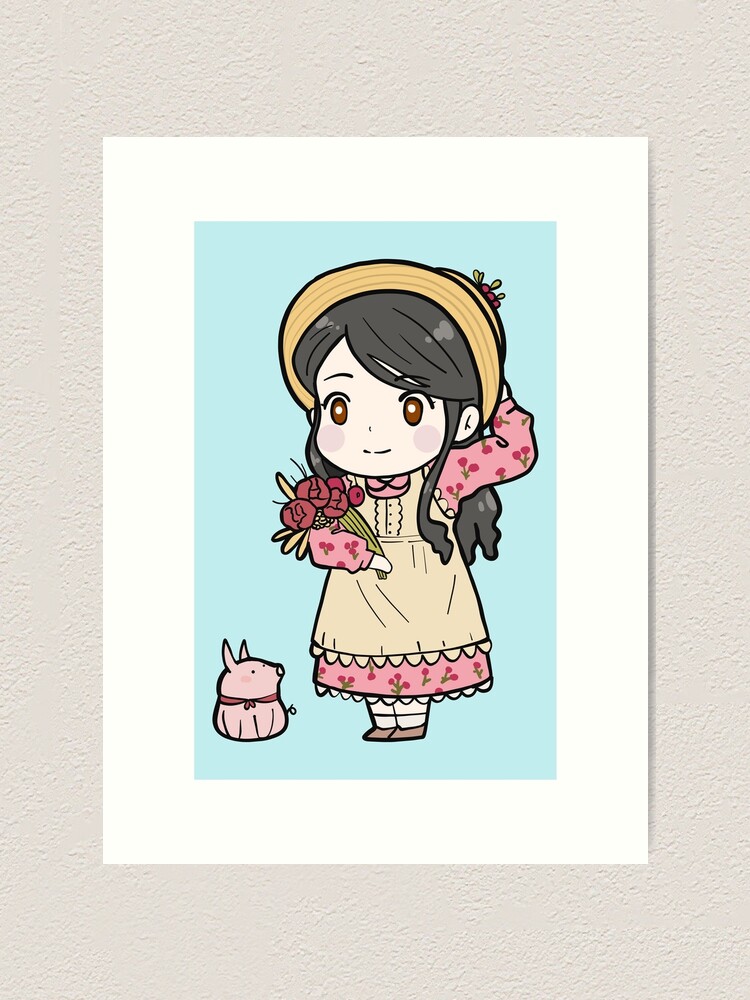 "Chibi Anime Girl Cottagecore Aesthetics" Art Print for Sale by ...