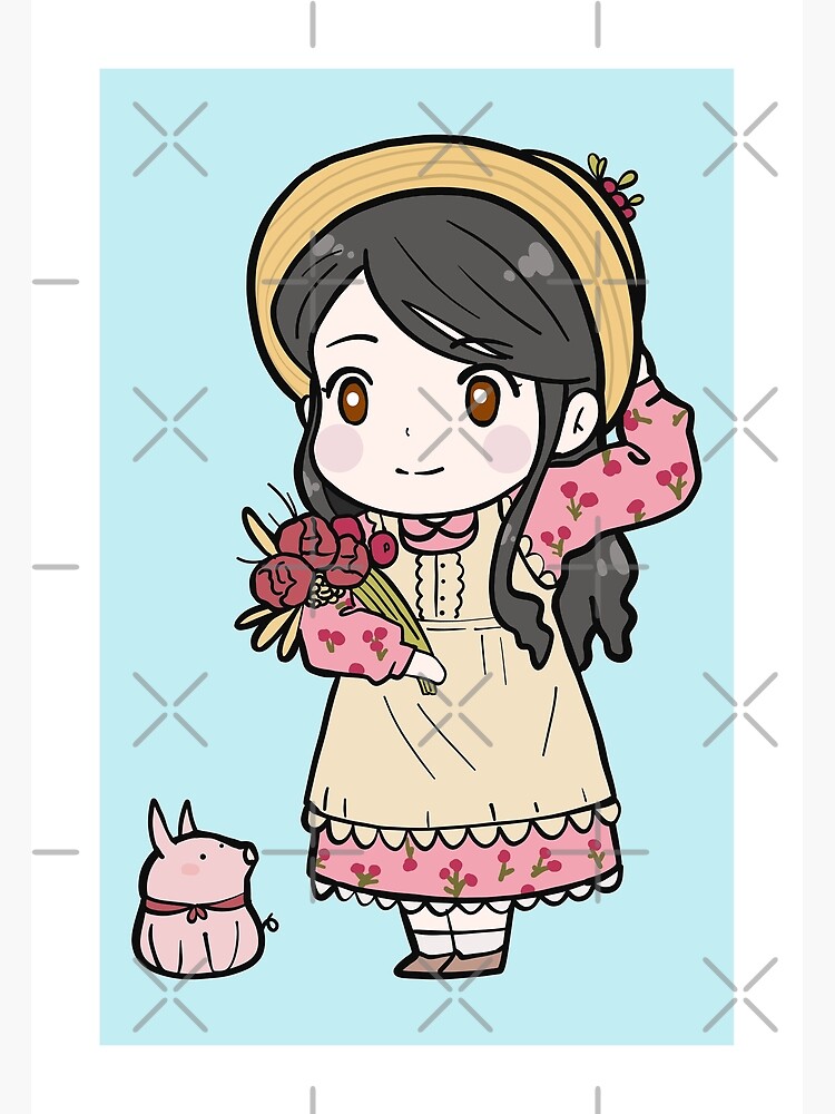 "Chibi Anime Girl Cottagecore Aesthetics" Art Print for Sale by ...