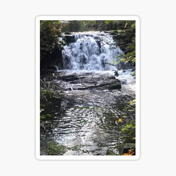 "Small waterfall woodland " Sticker by DivineTech | Redbubble