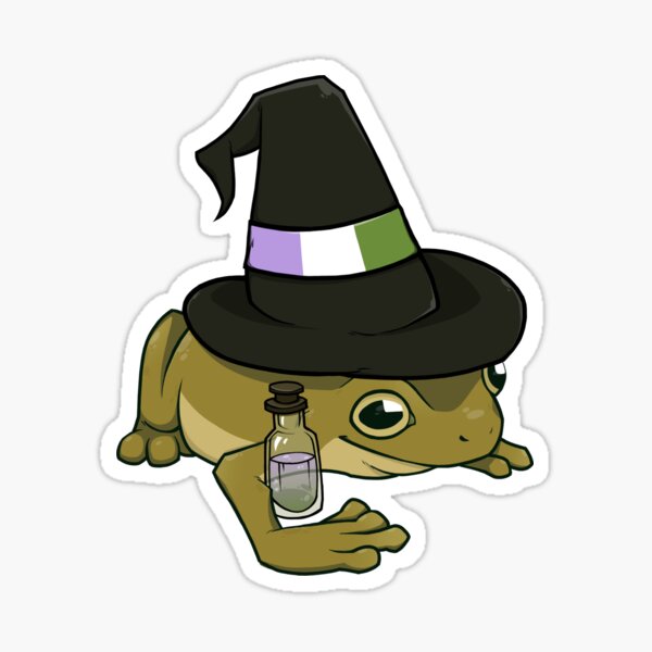 "Genderqueer Pride Witch Frog" Sticker for Sale by saltuurn | Redbubble