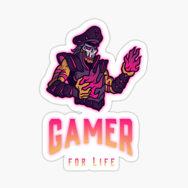 "Gamer for Life with Glowing Pirate Skeleton" Sticker by PRIVARSHU ...