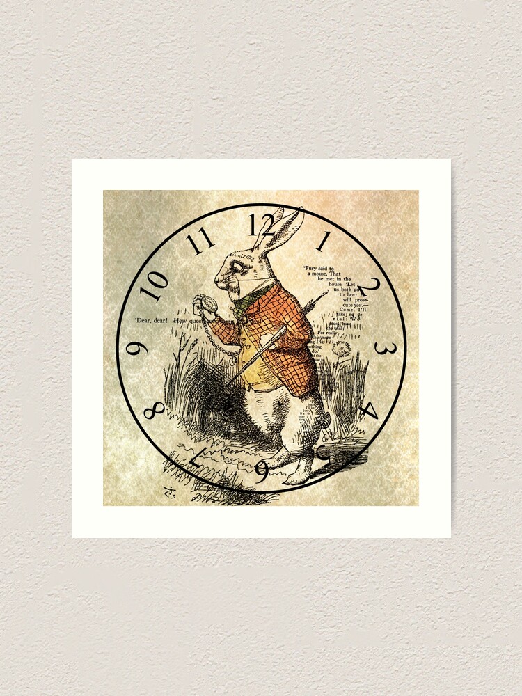 "White Rabbit Clock" Art Print by TeapotMysteries | Redbubble