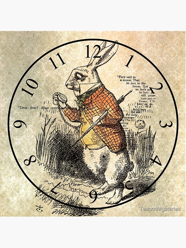 "White Rabbit Clock" Art Print by TeapotMysteries | Redbubble