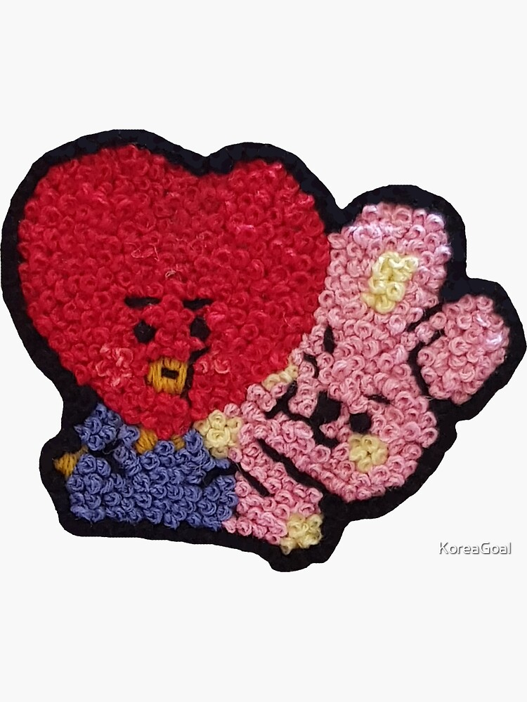 "BT21 Tata x Cooky V x JK BTS Embroidery Hug" Sticker by KoreaGoal ...