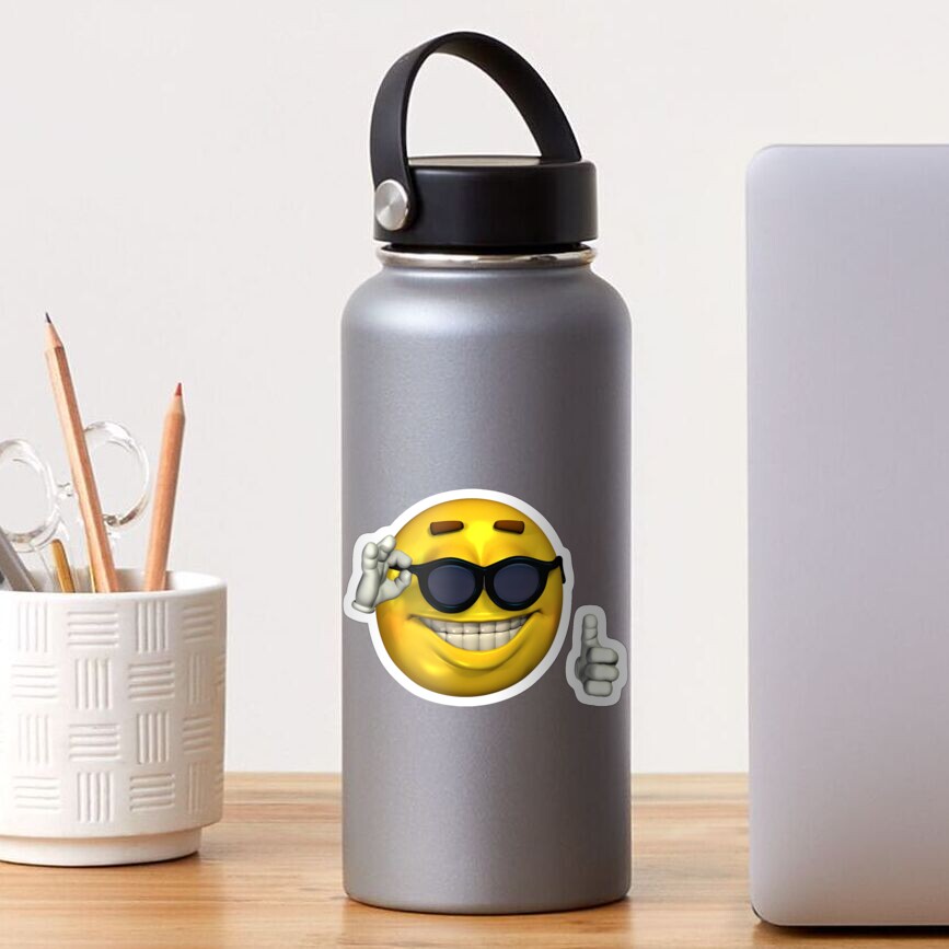 "Ironic Meme Smiley Face With Sunglasses" Sticker for Sale by ...