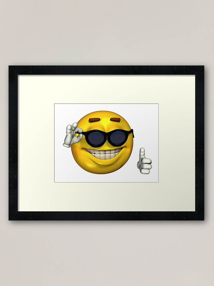 "Ironic Meme Smiley Face With Sunglasses" Framed Art Print by ...