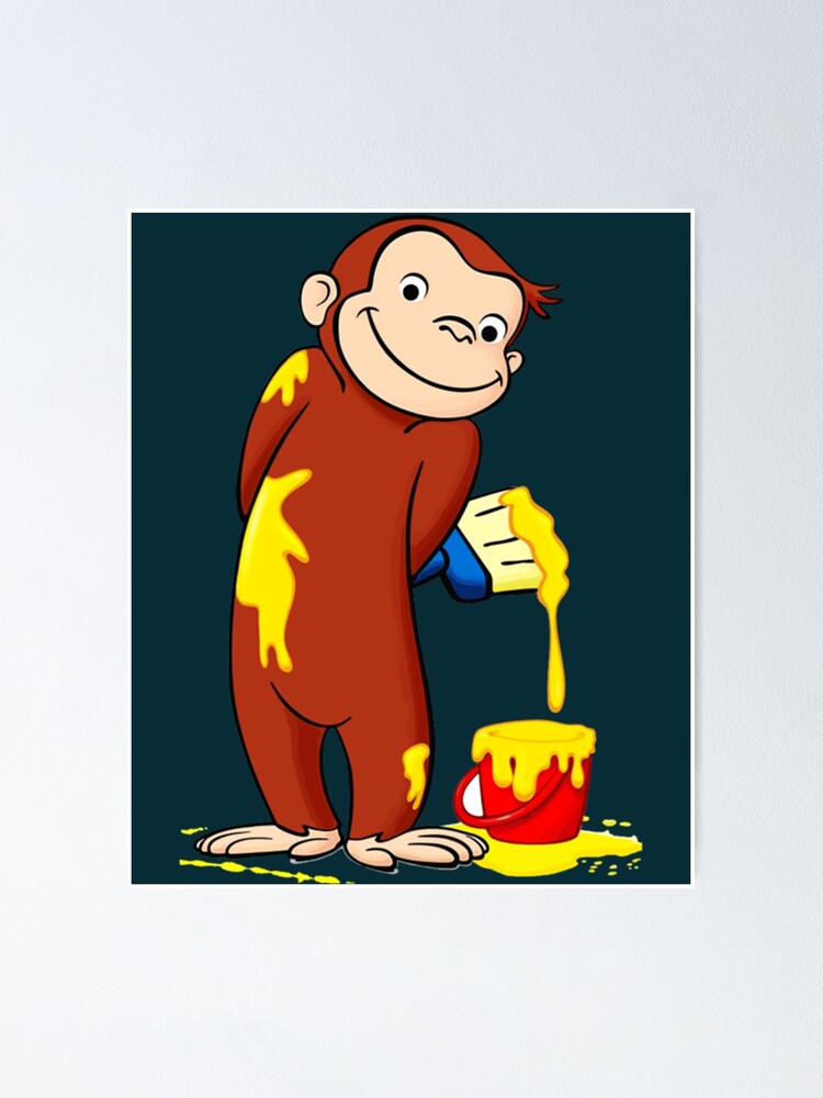 "curious george monkey with yello " Poster for Sale by GriffithsDale ...