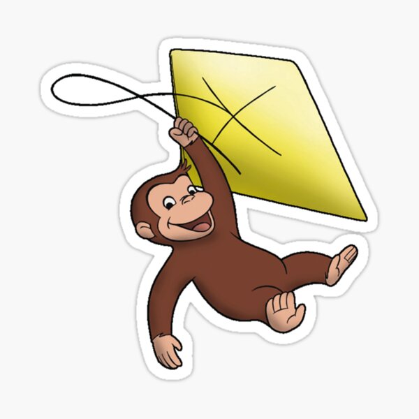 "Curious George with a kyte " Sticker by GriffithsDale | Redbubble