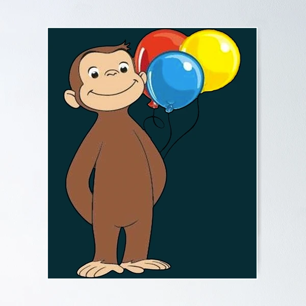 Curious George Holding Balloons