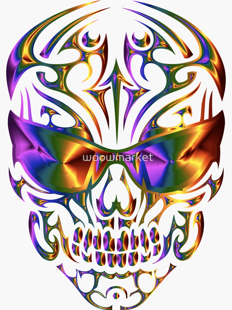"Rainbow skull " Sticker by woowmarket | Redbubble