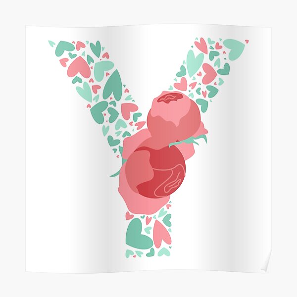 Póster «Monograma de la letra Y con corazones y flores.» de boozkova ...