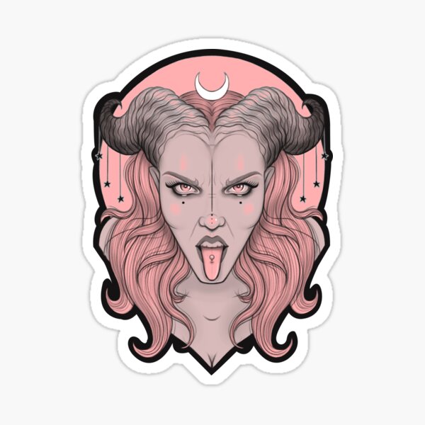 "Pink Demon Devil Girl" Sticker by Wendy-Stephens | Redbubble