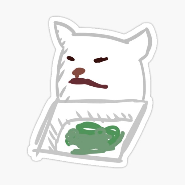 "Ew! popular Cat meme " Sticker by Zkater | Redbubble