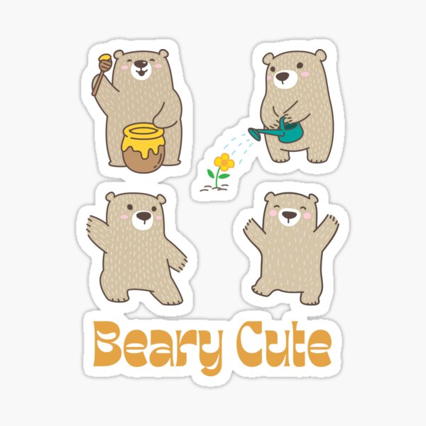 "Beary Cute For Cool Bears Lovers" Sticker by RihabPrint | Redbubble