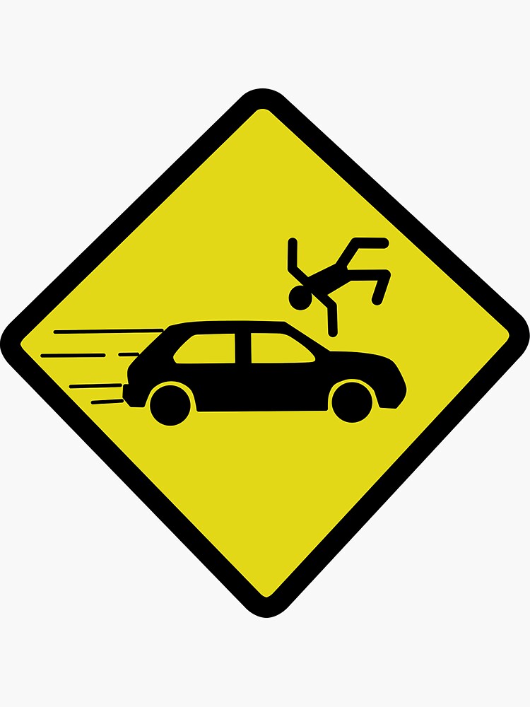 "Car Crash Warning Sign" Sticker by dashcamcatches | Redbubble