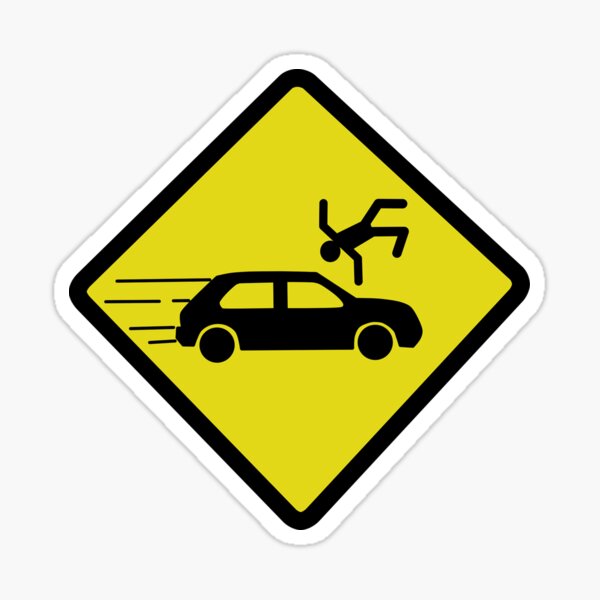 "Car Crash Warning Sign" Sticker by dashcamcatches | Redbubble