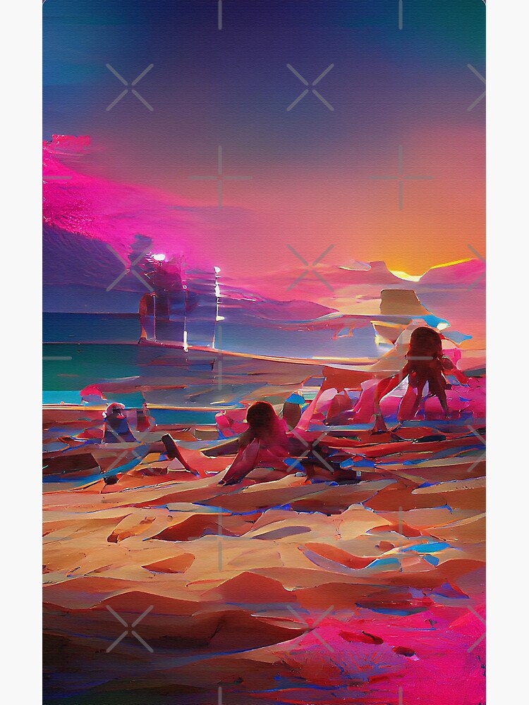 "Trippy Beach Sunset" Poster for Sale by HippoSynthwave | Redbubble