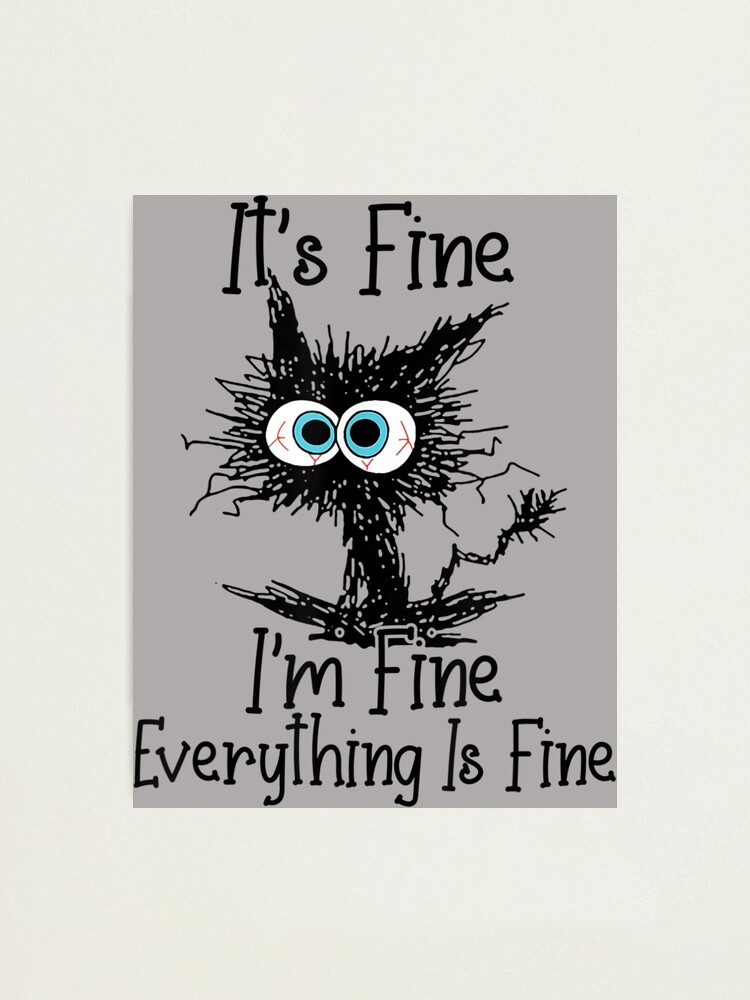 "It's Fine I'm Fine Everything Is Fine Funny cat " Photographic Print for Sale by zacben | Redbubble