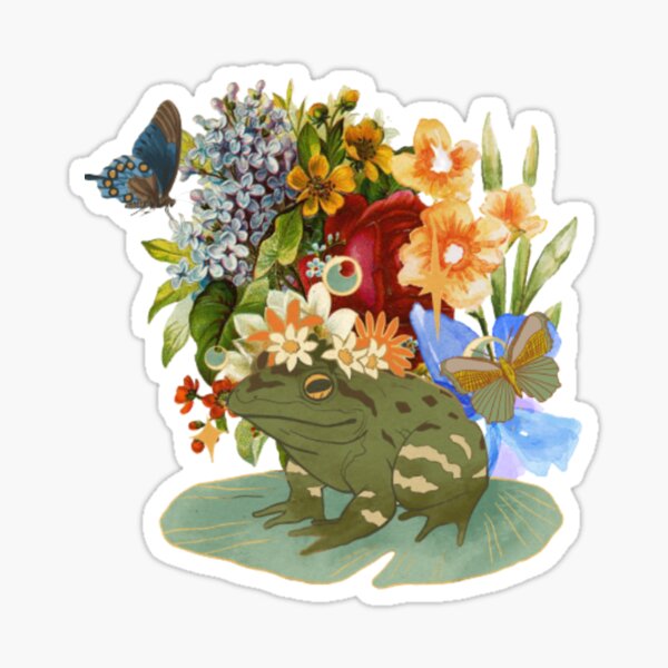 "Vintage floral cottagecore frog" Sticker for Sale by Kawaiishizz ...