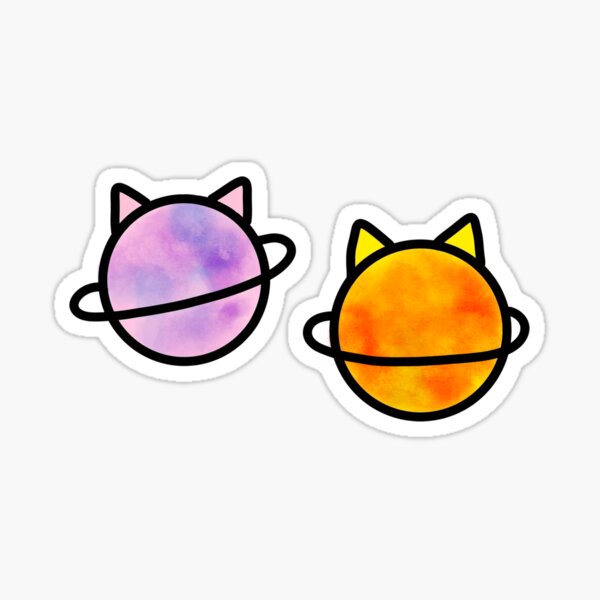"cat planet 2 pack" Sticker for Sale by CQstudio | Redbubble