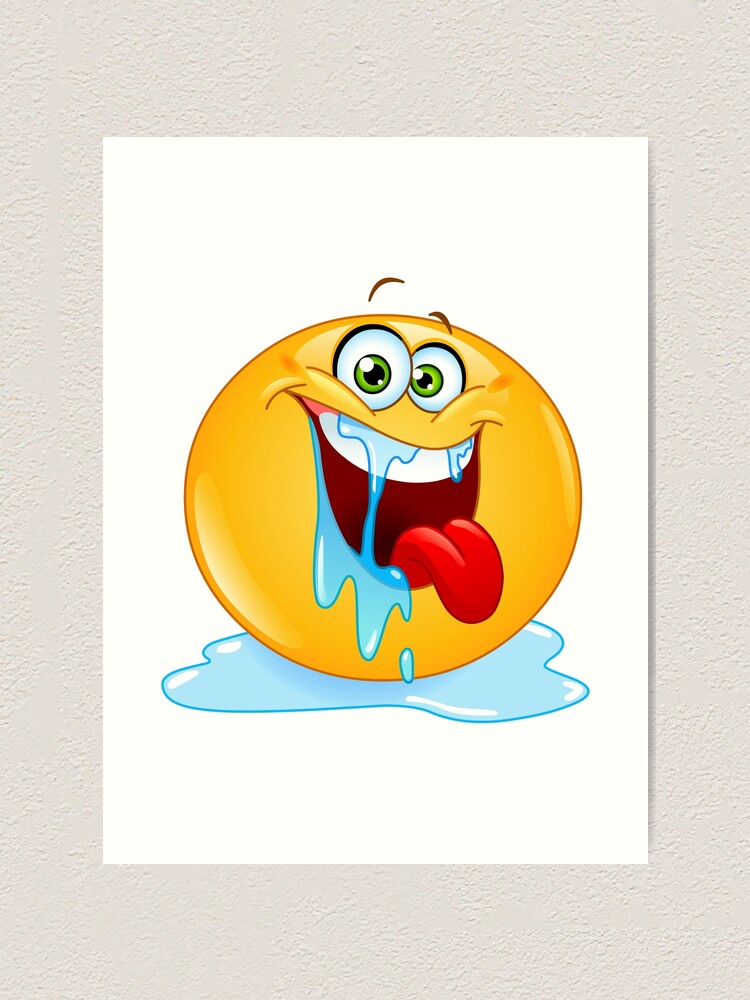 "Funny drooling emoji" Art Print for Sale by DusicaP | Redbubble