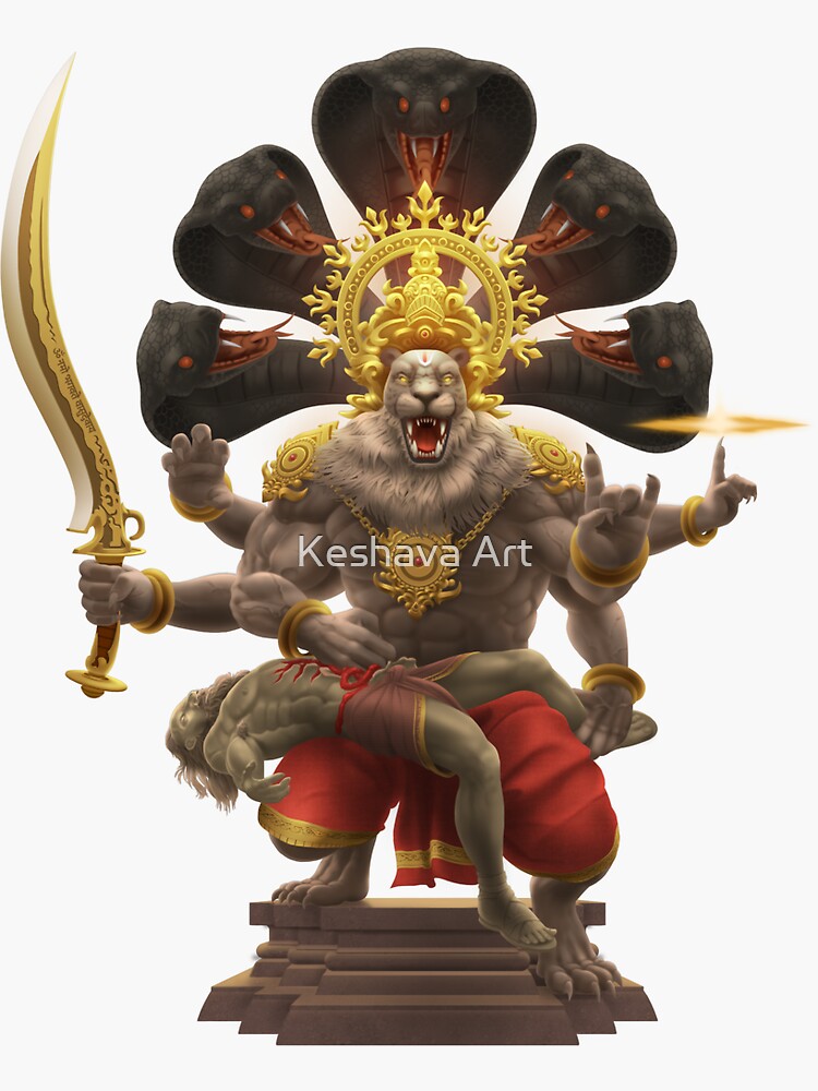 "Narasingha (clear background)" Sticker for Sale by SolaceOm | Redbubble