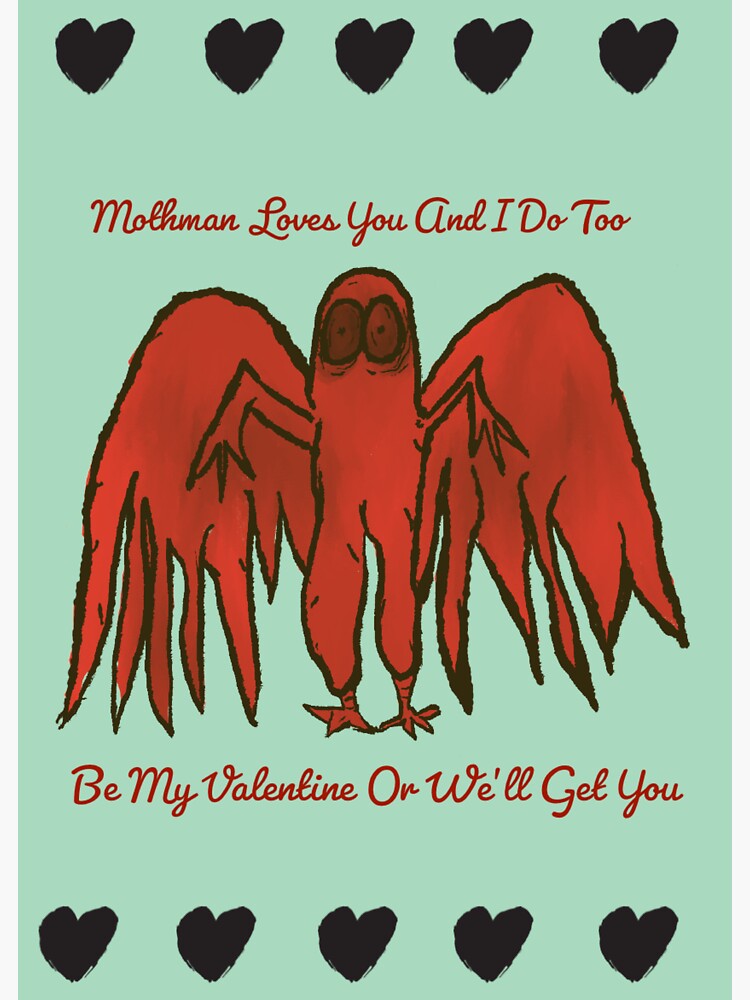 "Mothman Valentine" Sticker for Sale by Normanbates13 | Redbubble