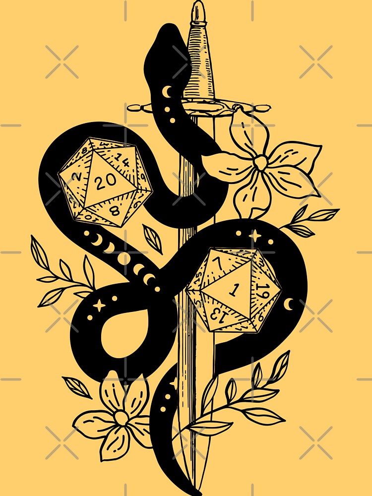 "DND ROGUE SWORD or DAGGER, SNAKE AND D20 DICE, for Dnd Girl." Classic ...