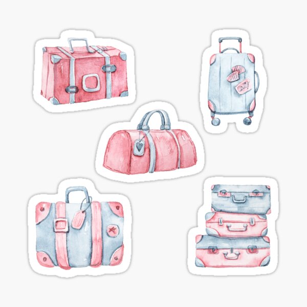 "Luggage Pastel Pink and Blue Stickers " Sticker for Sale by ...