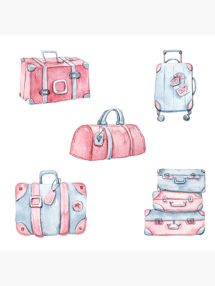 "Luggage Pastel Pink and Blue Stickers " Poster for Sale by ...