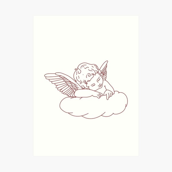 "red baby angel outline" Art Print for Sale by AphroditeByE888 | Redbubble