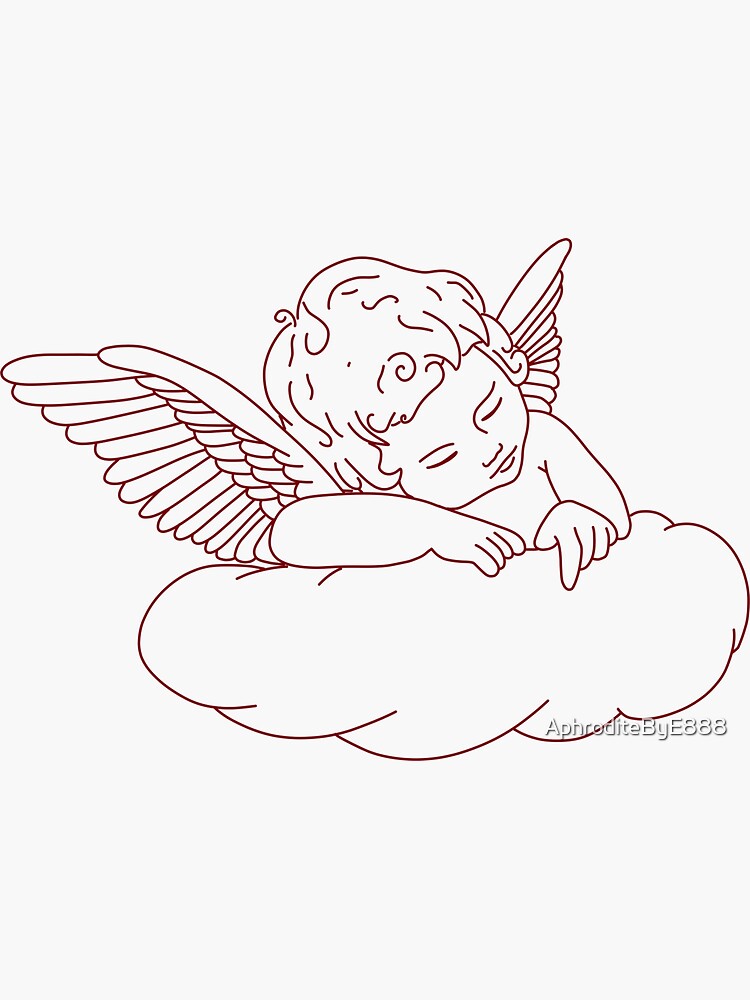 "red baby angel outline" Sticker for Sale by AphroditeByE888 | Redbubble