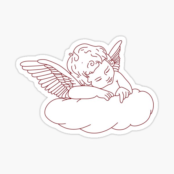 "red baby angel outline" Sticker by AphroditeByE888 | Redbubble
