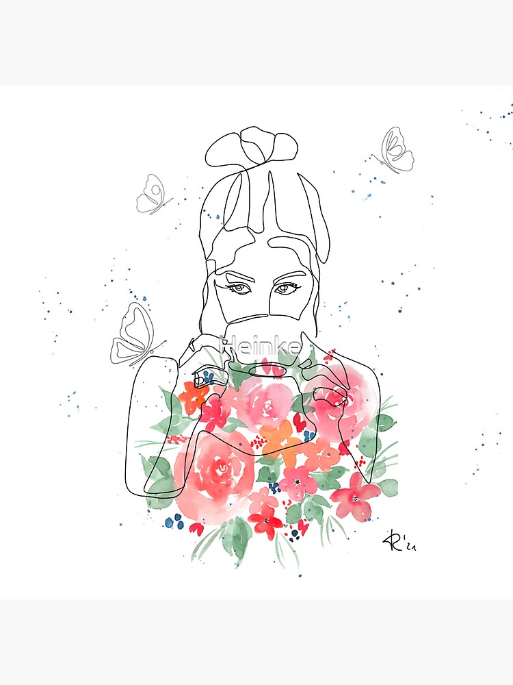 "Flower girl one line art" Sticker for Sale by Heinke | Redbubble