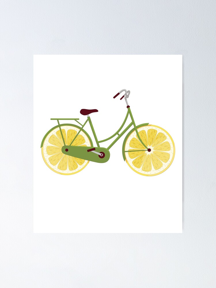 "Cute Bicycle with lemon, bike lover gift idea " Poster by Faty-Za ...